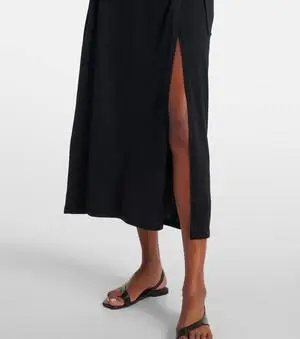 TOTEME Cotton And Silk Blend Midi Skirt - Black
