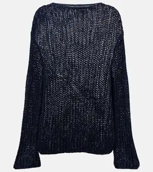 Khaite Elowen Open-knit Cotton-blend Sweater - Blue
