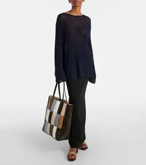 Khaite Elowen Open-knit Cotton-blend Sweater - Blue