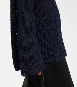 Khaite Elowen Open-knit Cotton-blend Sweater - Blue