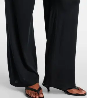 TOTEME Cotton And Silk Straight Pants - Black