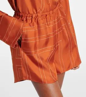 TOTEME Monogram Silk Twill Pajama Shorts - Orange