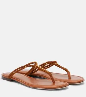 TOM FORD Braided Leather Thong Sandals - Brown