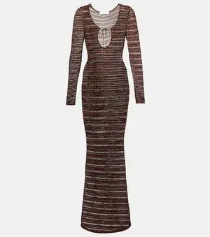 AYA MUSE Open-knit Maxi Dress - Brown