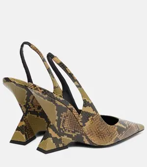 Attico Cheope 105 Leather Slingback Mules - Green