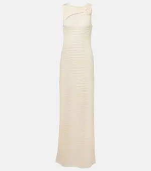 SAME Name Crochet Maxi Dress With Floral Appliqu - Yellow
