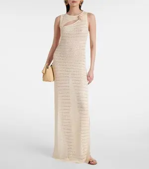 SAME Name Crochet Maxi Dress With Floral Appliqu - Yellow