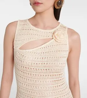 SAME Name Crochet Maxi Dress With Floral Appliqu - Yellow