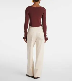 SAME Knitted Ruffled Top - Brown