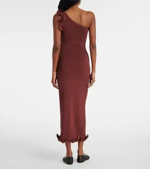 SAME Knitted Ruffled Midi Dress