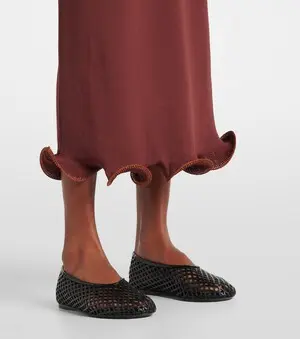 SAME Knitted Ruffled Midi Dress