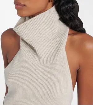 LISA YANG Maddie Cashmere Turtleneck Top - Beige