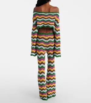 BANANHOT Helena Striped Cotton-blend Crop Top - Multicoloured