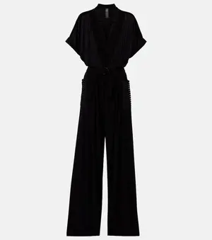 Norma Kamali Geralyn Striped Semi-sheer Jumpsuit - Black