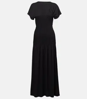 TOTEME Pleated Jersey Maxi Dress - Black