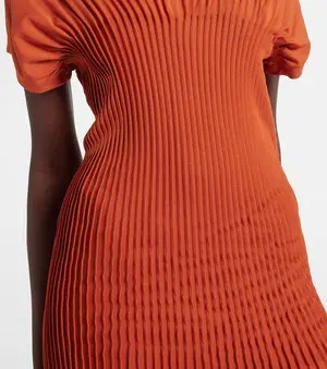 TOTEME Pleated Jersey Maxi Dress - Orange