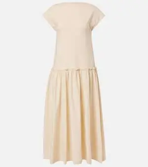 JOSEPH Cotton Poplin Jersey Maxi Dress - Beige