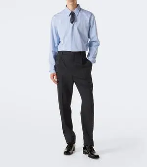 Saint Laurent Cassandre Striped Cotton Poplin Shirt