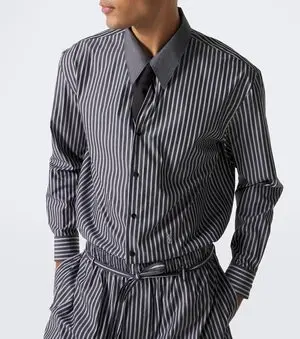 Saint Laurent Cassandre Striped Cotton Poplin Shirt