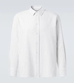 Saint Laurent Cassandre Striped Cotton Poplin Shirt - White