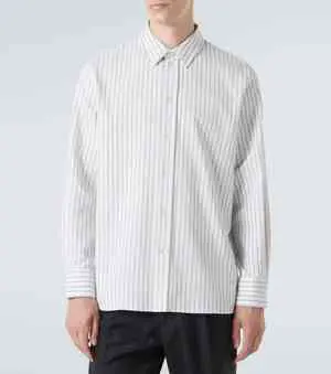Saint Laurent Cassandre Striped Cotton Poplin Shirt - White