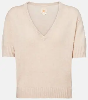 Jardin Des Orangers Cashmere V-neck Top - Beige