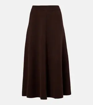 Jardin Des Orangers Wool And Cashmere Midi Skirt - Brown