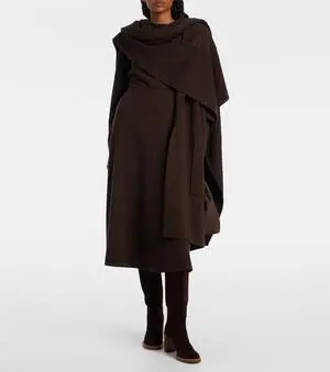 Jardin Des Orangers Midi Skirt In Wool And Cashmere - Brown