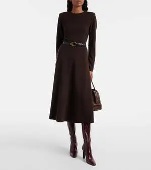Jardin Des Orangers Midi Skirt In Wool And Cashmere - Brown