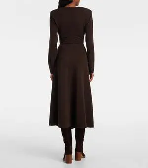 Jardin Des Orangers Midi Skirt In Wool And Cashmere - Brown