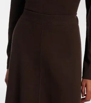 Jardin Des Orangers Midi Skirt In Wool And Cashmere - Brown