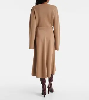 Jardin Des Orangers Midi Skirt In Wool And Cashmere - Brown