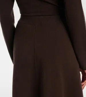 Jardin Des Orangers Midi Skirt In Wool And Cashmere - Brown