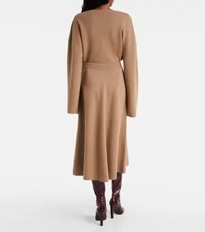 Jardin Des Orangers Midi Skirt In Wool And Cashmere - Brown