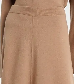 Jardin Des Orangers Midi Skirt In Wool And Cashmere - Brown