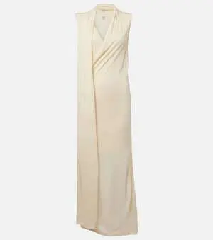 TOTEME Draped Scarf-detail Jersey Wrap Dress - White