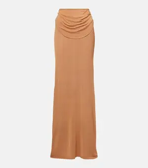 AYA MUSE Draped Semi-sheer Maxi Skirt - Beige