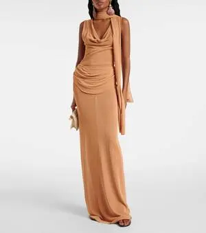 AYA MUSE Draped Semi-sheer Maxi Skirt