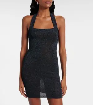 AYA MUSE Gathered Lamé Minidress - Blue