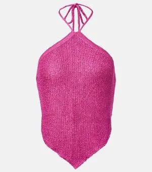 BANANHOT Liz Knitted Sequin Halterneck Top - Pink