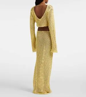 BANANHOT Magen Crochet Cotton-blend Crop Top - Yellow