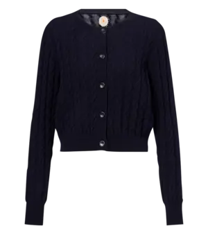 Jardin Des Orangers Cable-knit Wool And Cashmere Cardigan - Blue