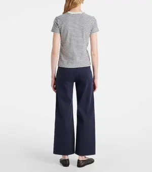 FRAME Striped Organic Cotton T-shirt - Black