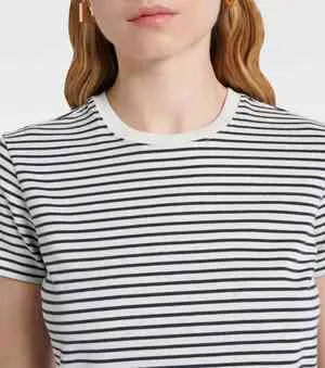 FRAME Striped Organic Cotton T-shirt - Black