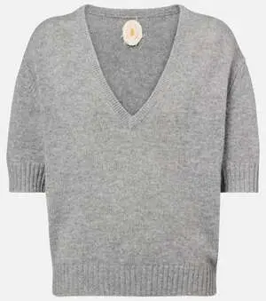 Jardin Des Orangers Cashmere V-neck Top - Grey