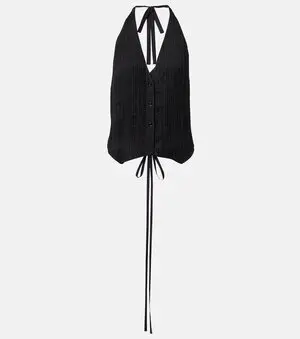 JOSEPH Suez Pleated Halterneck Vest - Black