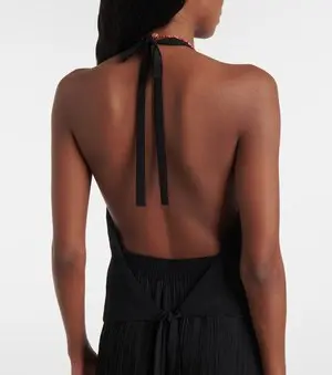 JOSEPH Suez Pleated Halterneck Vest - Black