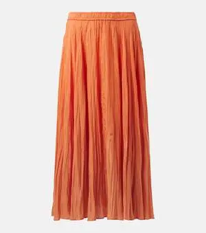 JOSEPH Sully Silk Midi Skirt - Orange