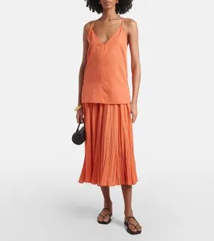 JOSEPH Sully Silk Midi Skirt - Orange