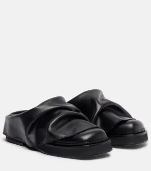 Attico Mini Robin Leather Mules - Black